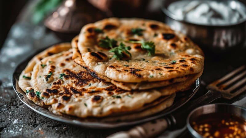 Plate of Flatbreads is Displayed on Table. this Versatile Image Can Be ...