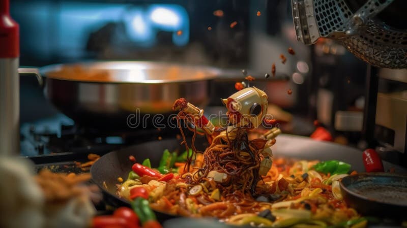 A Plate of Food Being Cooked in a Wok. Generative AI Image. Stock ...
