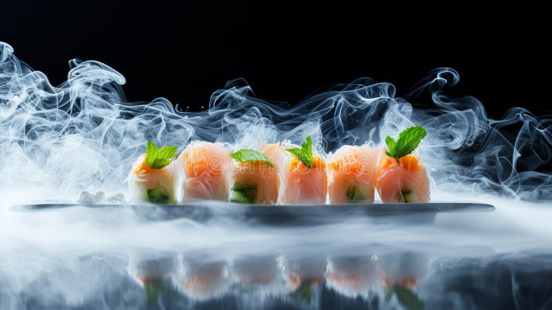 A Plate of Food with a Bunch of Smoke Coming Out, AI Stock Illustration ...