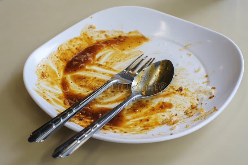 Plate with Food Left Over from Eating Stock Photo - Image of dining ...