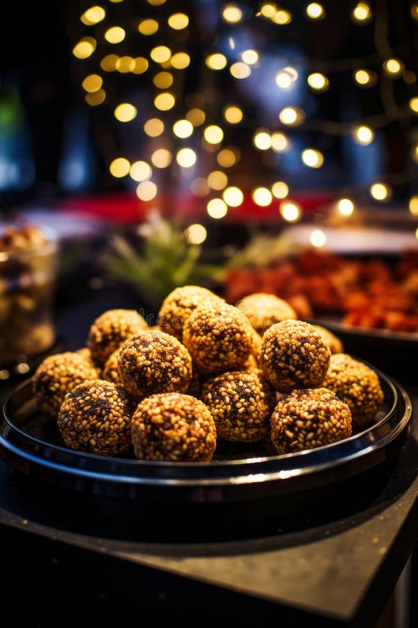 Plate of Food with Lot of Balls of Food in it. Generative AI Stock ...