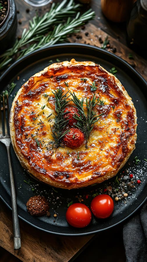 Plate of Food with a Pie on it and a Fork on the Left Side Stock Image ...