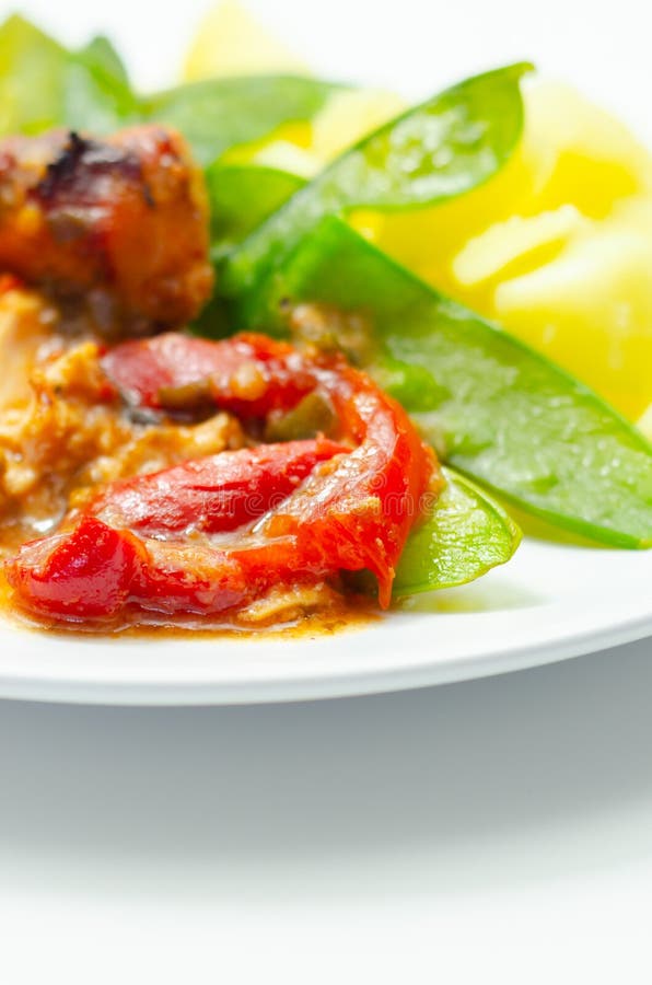 A Plate of Food with a Piece of Meat and a Side of Potatoes and ...