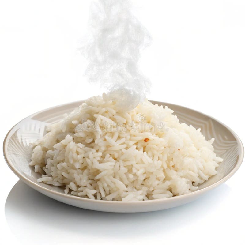Plate of Food with Rice Isolated on White Background Stock Illustration ...