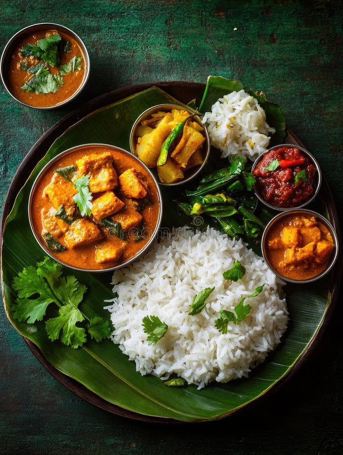 A Plate of Food with Rice, Meat, and Vegetables Stock Image - Image of ...