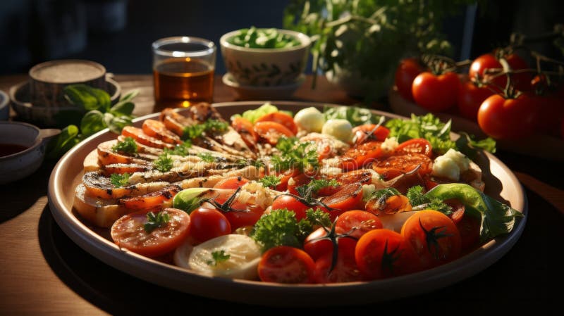 A Plate of Food with a Slice Cut Out. Generative AI. Stock Illustration ...