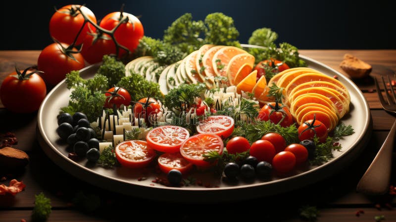 A Plate of Food with a Slice Cut Out. Generative AI. Stock Illustration ...