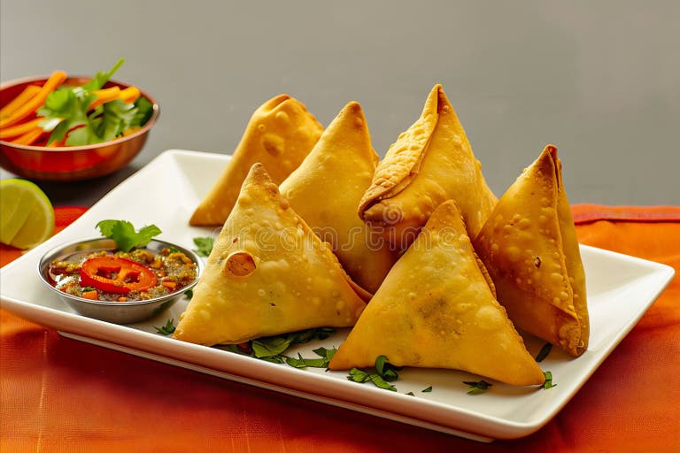 A Plate of Food with Triangles on it Stock Image - Image of snack ...