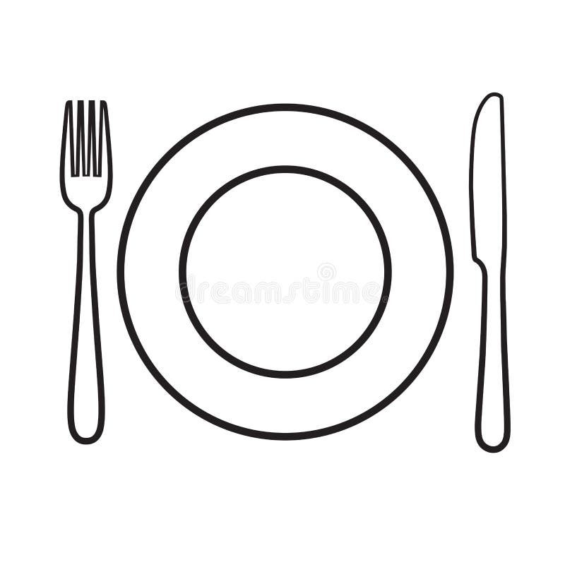 Plate with Fork and Knife Icon, Laying the Table. Stock Vector ...