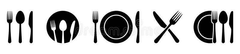 Plate, Fork, Knife and Spoon, Set Logotype Menu, Cutlery Icon ...
