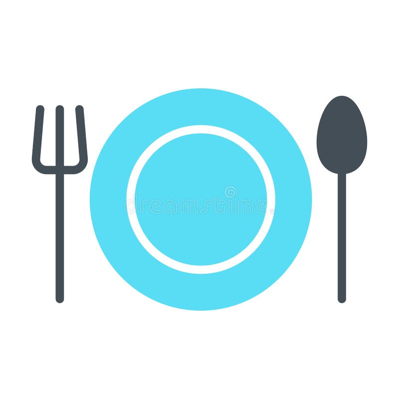 Plate, Fork and Spoon Icon. Restaurant Vector Simple Minimal 96x96 ...