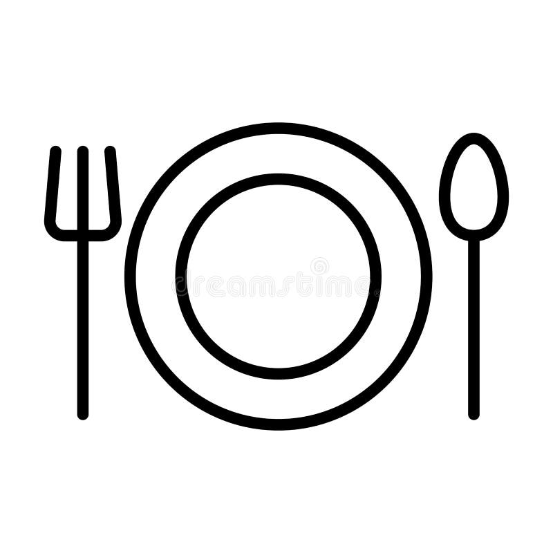 Plate, Fork and Spoon Icon. Restaurant Vector Simple Minimal 96x96 ...