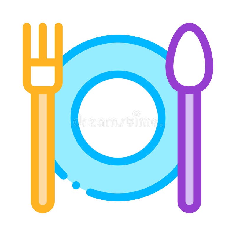 Plate Fork and Spoon Vector Sign Thin Line Icon Stock Vector ...