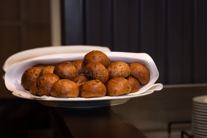 Breakfast Bread Buns Served at a Restaurant Stock Image - Image of ...