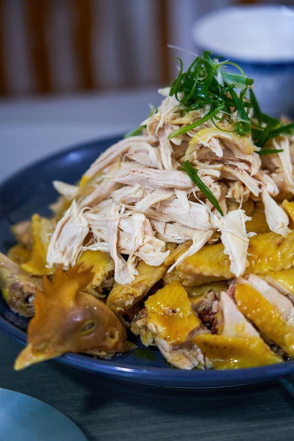 A Plate of Fresh and Delicious White-cut Chicken, Hand-shredded Chicken ...
