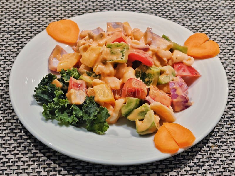 Plate of Fresh Seafood Salad with Vegetables Stock Photo - Image of ...