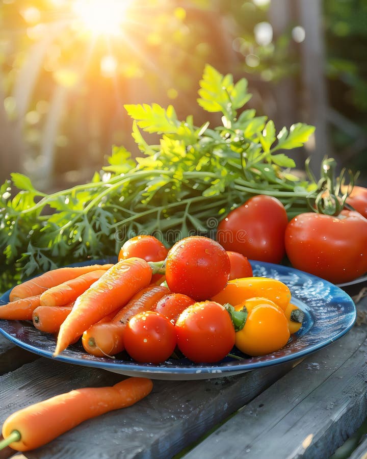 Vegetable Bounty in the Sunshine Stock Illustration - Illustration of ...