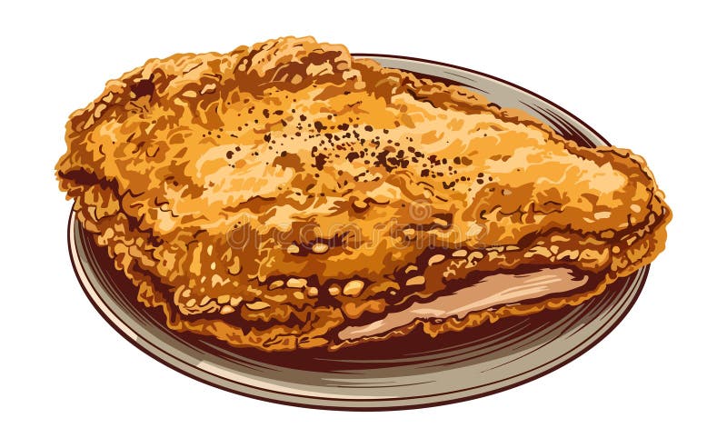 A Plate of Fried Chicken Austria Schnitzel Stock Vector - Illustration ...