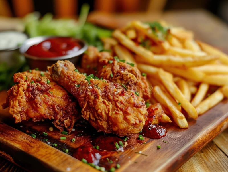 A Plate of Fried Chicken and French Fries Stock Illustration ... A Plate of Fried Chicken and French Fries Stock Illustration ...