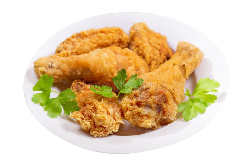 Plate of Fried Chicken on White Background Stock Image - Image of plate ...