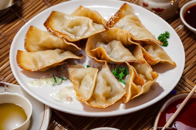 Fried Chinese Dumplings in the Restaurant Generative AI Stock ...