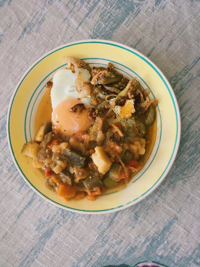 Plate with Fried Eggs and Vegetables Mix Stock Photo - Image of fried ...