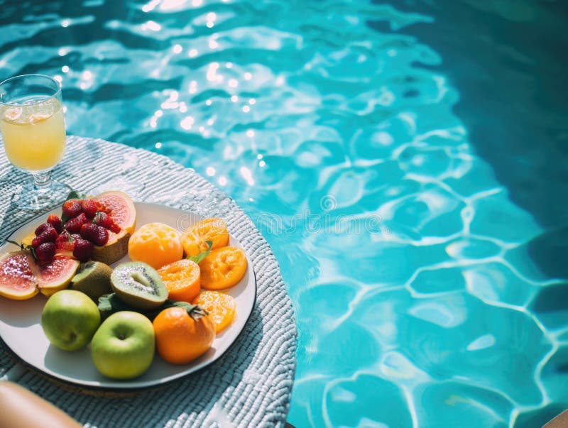 Plate Fruit Table Next Pool Stock Photos - Free & Royalty-Free Stock ...