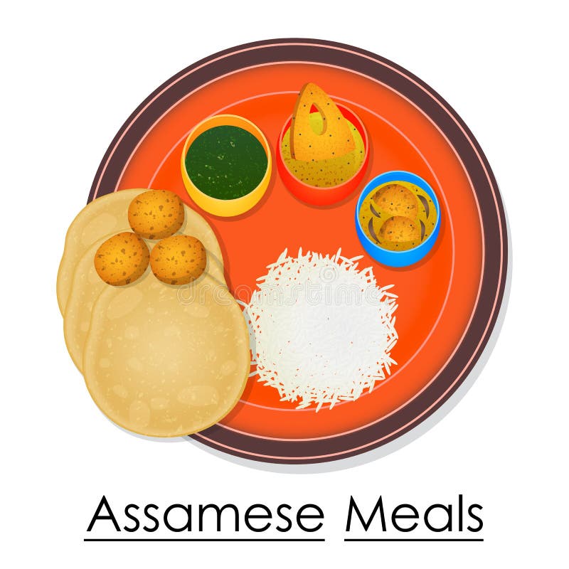 Illustration of Delicious Traditional Food of Assam India Stock Vector ...