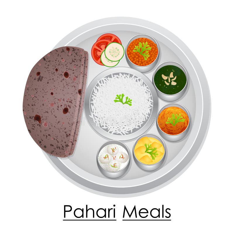 Plate Full of Delicious Pahari Meal Stock Vector - Illustration of ...
