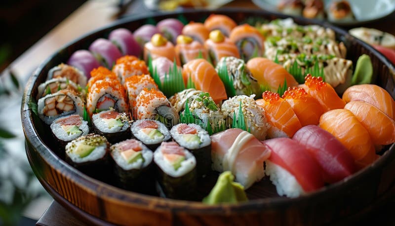 A Plate Full of Sushi Arranged in a Way To Suit the Different Tastes ...