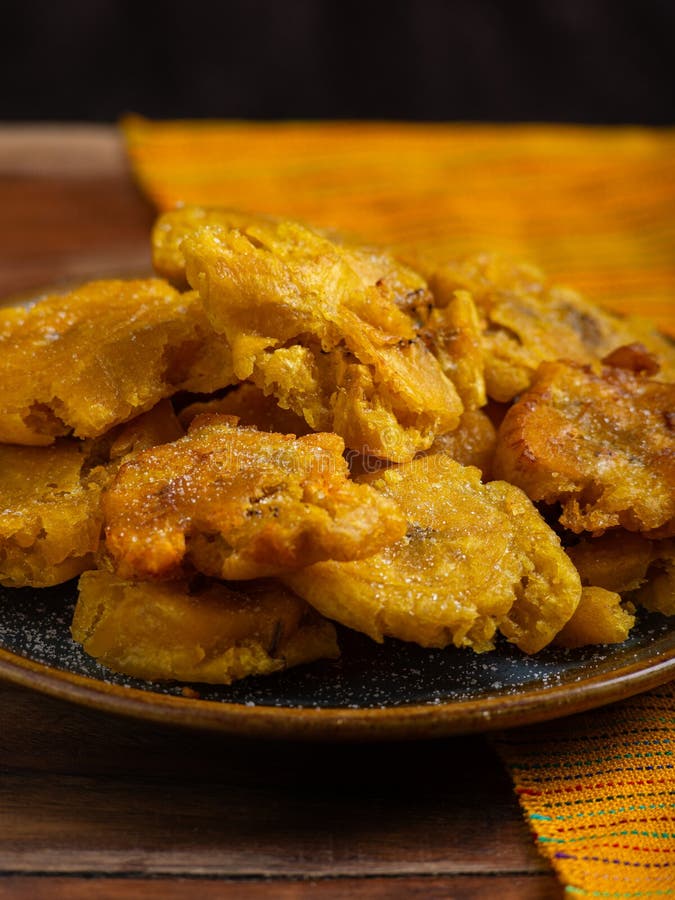 Plate Full of Tostones. Fried Plantain, Typical Cuban Food Stock Image ...