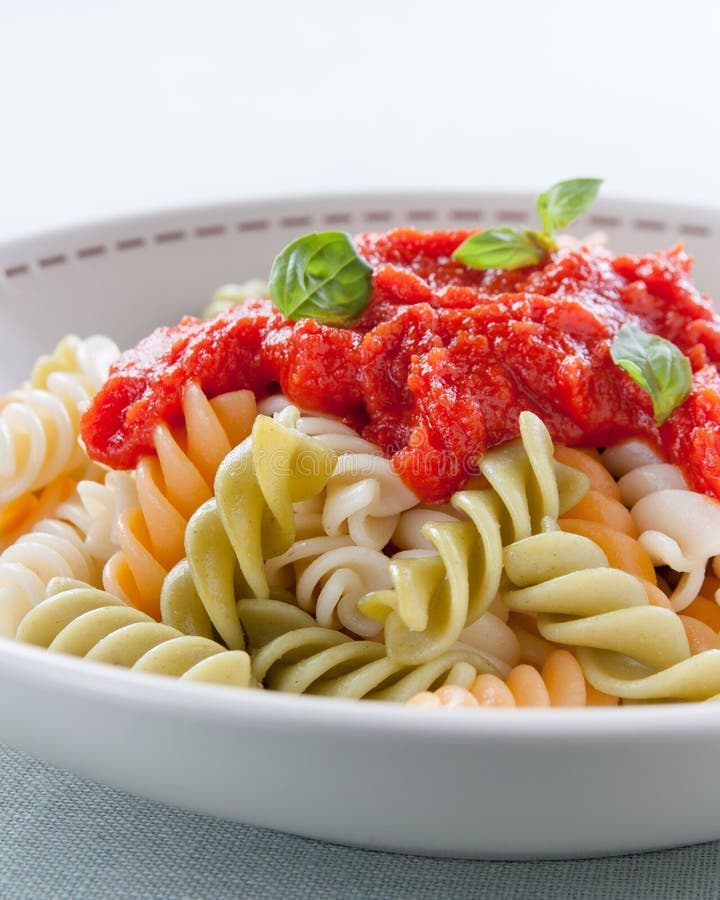 Plate of Fusilli with Tomato Sauce Stock Image - Image of vegetarian ...