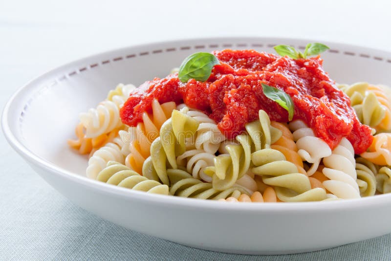 Plate of Fusilli with Tomato Sauce Stock Photo - Image of italy, tomato ...