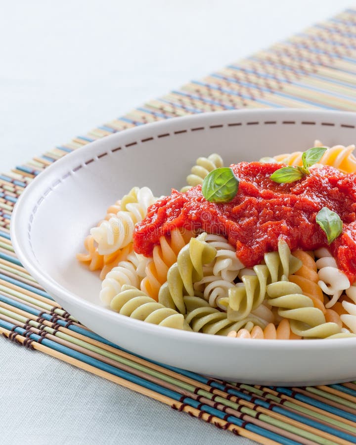 Plate of Fusilli with Tomato Sauce Stock Image - Image of vegetarian ...