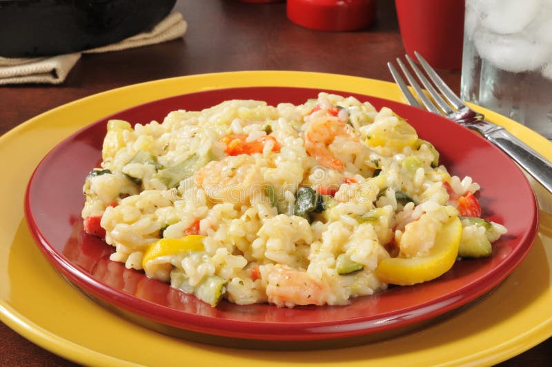 Plate of Garlic Shrimp Risotto Stock Photo - Image of peppers, risotto ...
