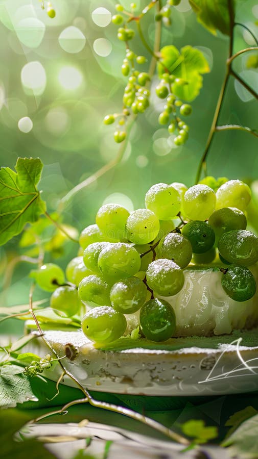 A Plate of Grapes on a Table in the Forest Stock Image - Image of grape ...