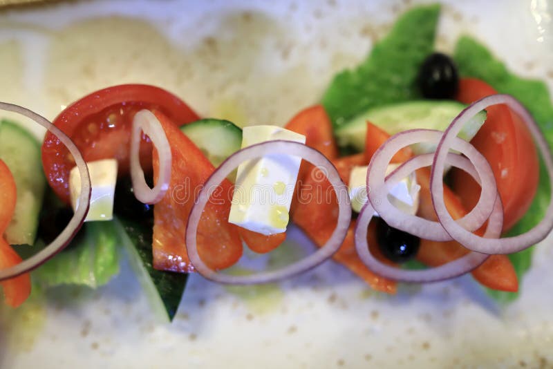 Plate with greek salad stock image. Image of delicious - 134228913