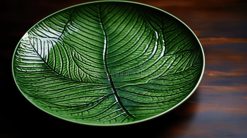 Plate green leaf pattern stock illustration. Illustration of setting ...