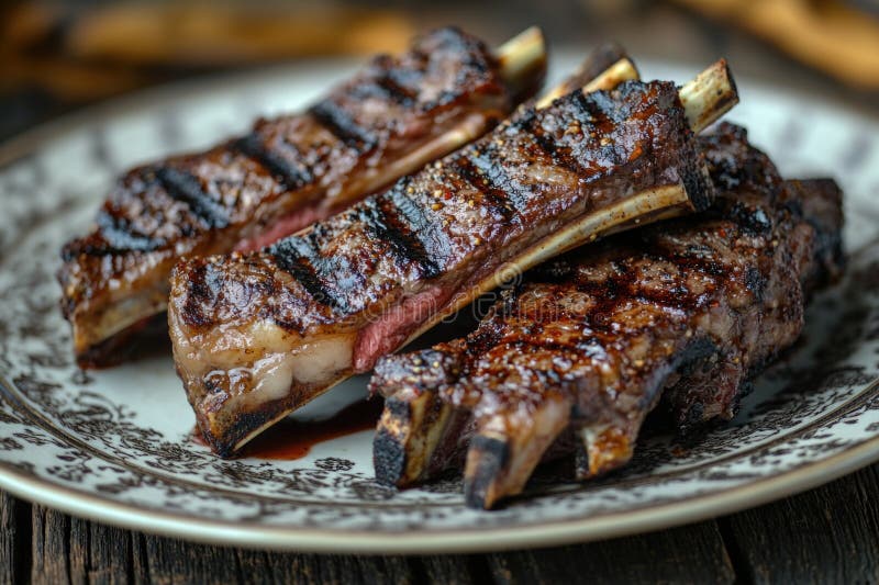 Plate of Grilled Meat with a Brown Sauce Stock Photo - Image of meat ...
