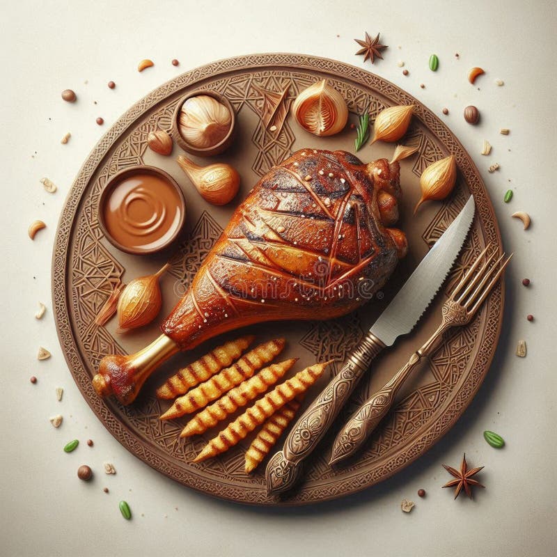 A plate of grilled mutton stock illustration. Illustration of yummy ...