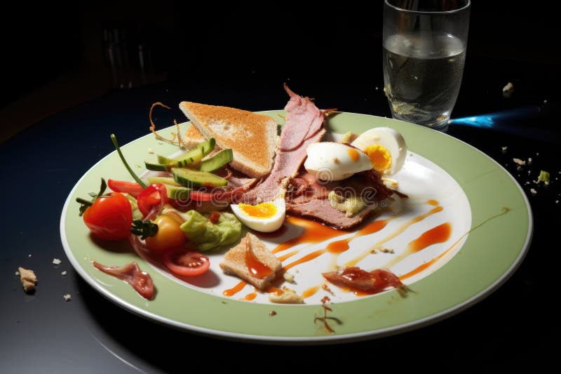 Plate with half-eaten food stock photo. Image of delicious - 293985538