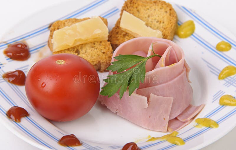 Plate of Ham and Cheese Canapes Stock Image - Image of delicious ...