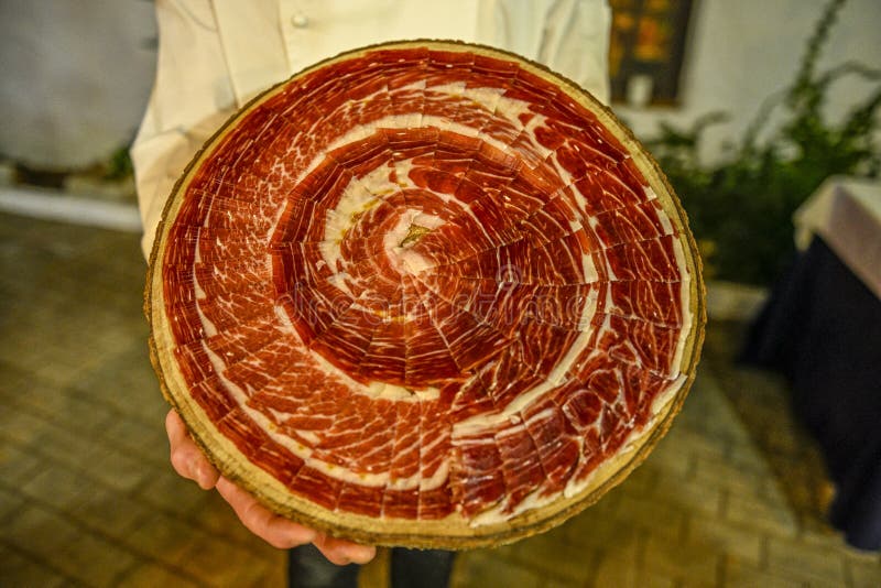 Plate of Ham Cut into Thin Slices. Stock Image - Image of lunch ...