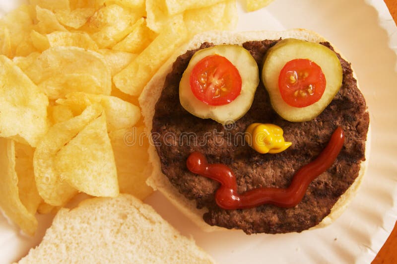 Hamburger Plate Face stock photo. Image of head, chip - 108965170