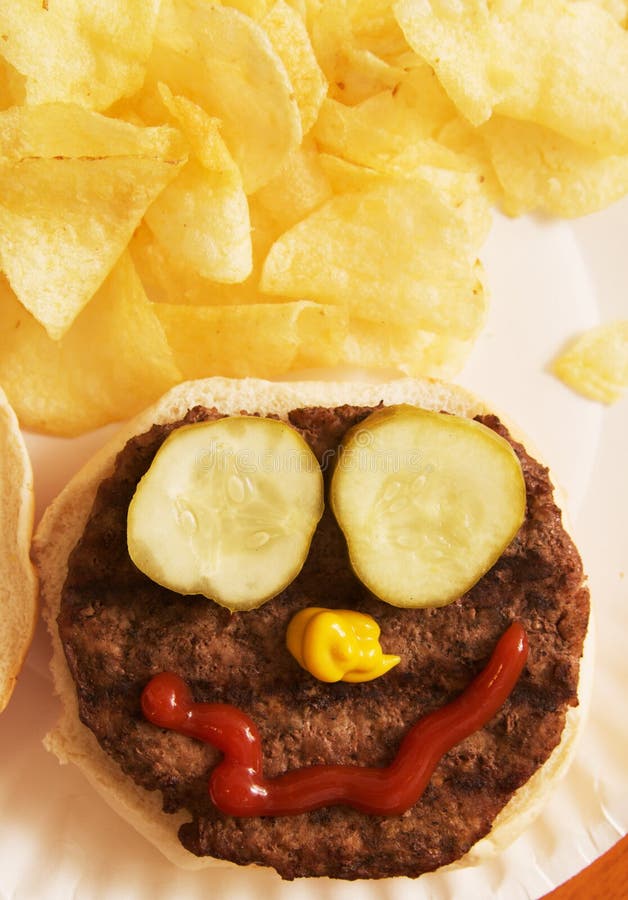 Hamburger Plate Face stock photo. Image of head, homemade - 109303808