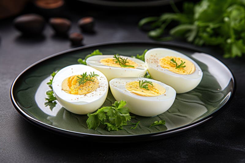 A Plate of Hard Boiled Eggs Stock Illustration - Illustration of boiled ...