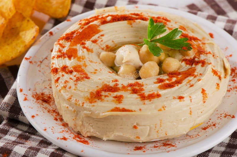 Plate of a Healthy Creamy Hummus. Stock Photo - Image of food, paste ...