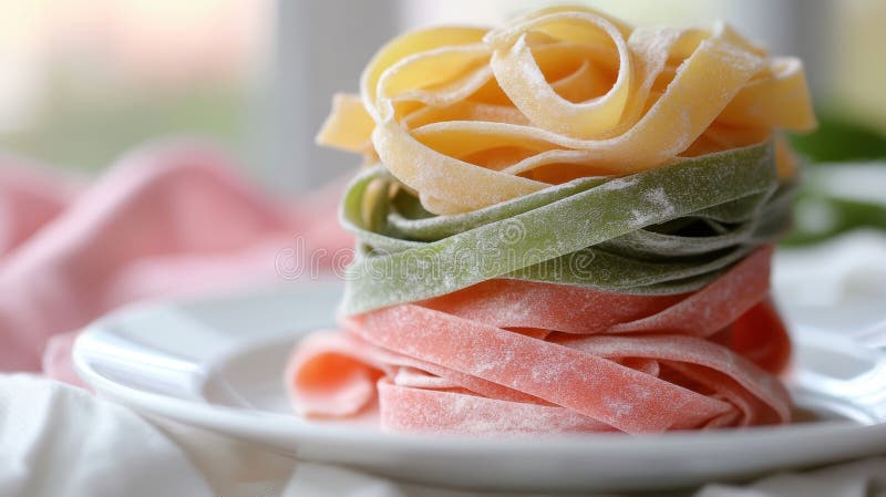 A Plate Holds a Stack of Pasta beside a Fork Ready for a Delicious Meal ...