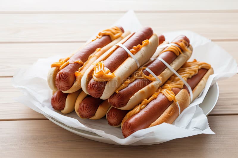 Plate of Hot Dogs, Each Wrapped in Its Own Unique Way Stock ... Plate of Hot Dogs, Each Wrapped in Its Own Unique Way Stock ...