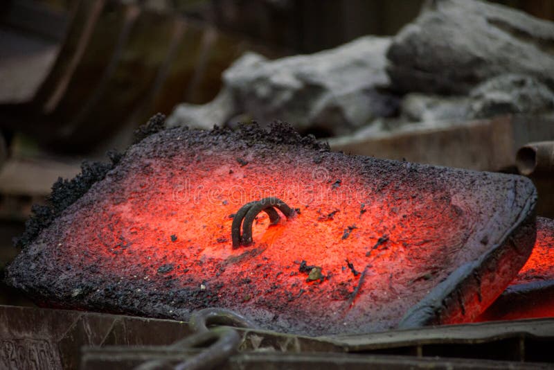Plate of Hot Metal at a Steel Mill Stock Photo - Image of flame ...
